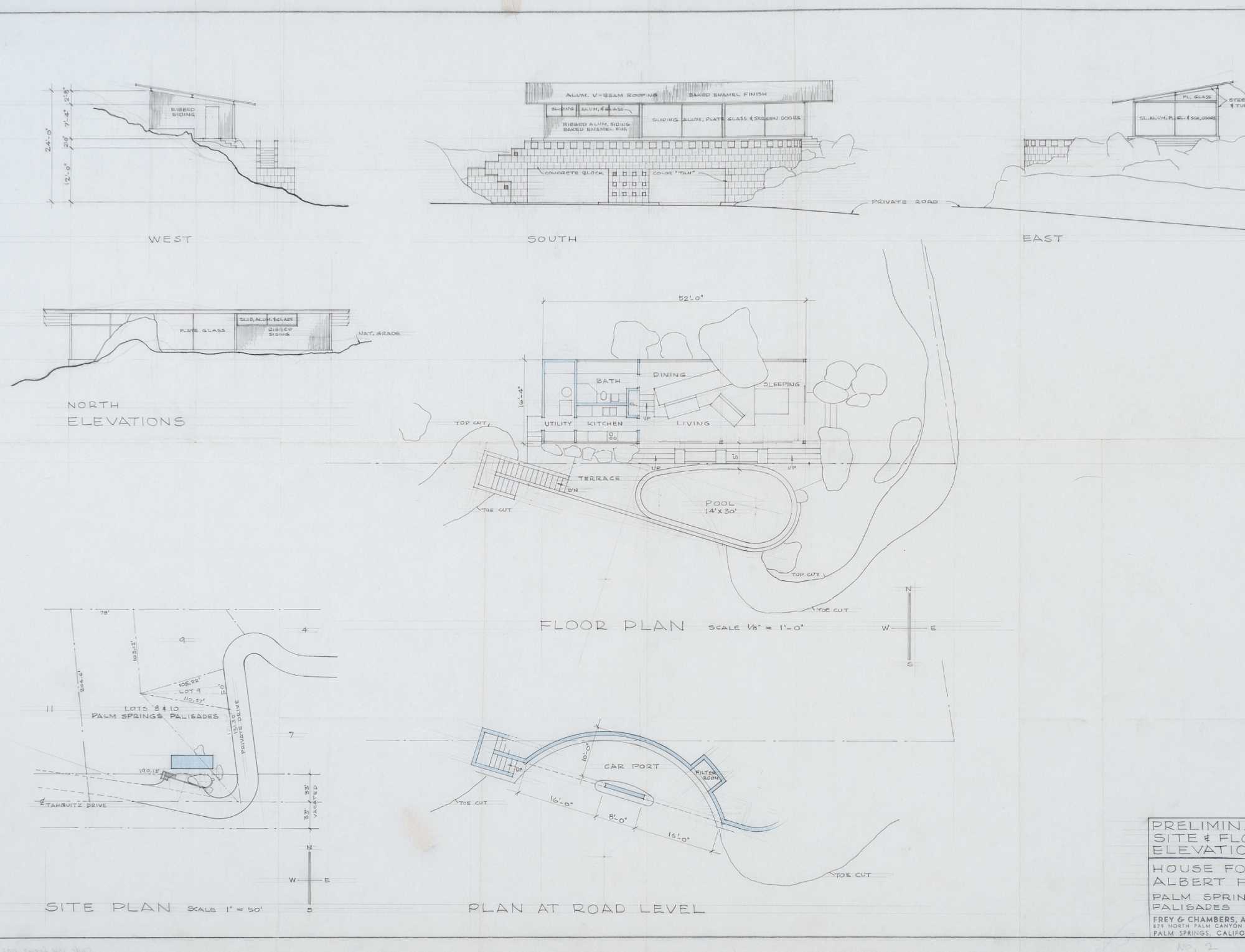 Albert Frey drawings for Frey House II, Palm Springs, CA ...